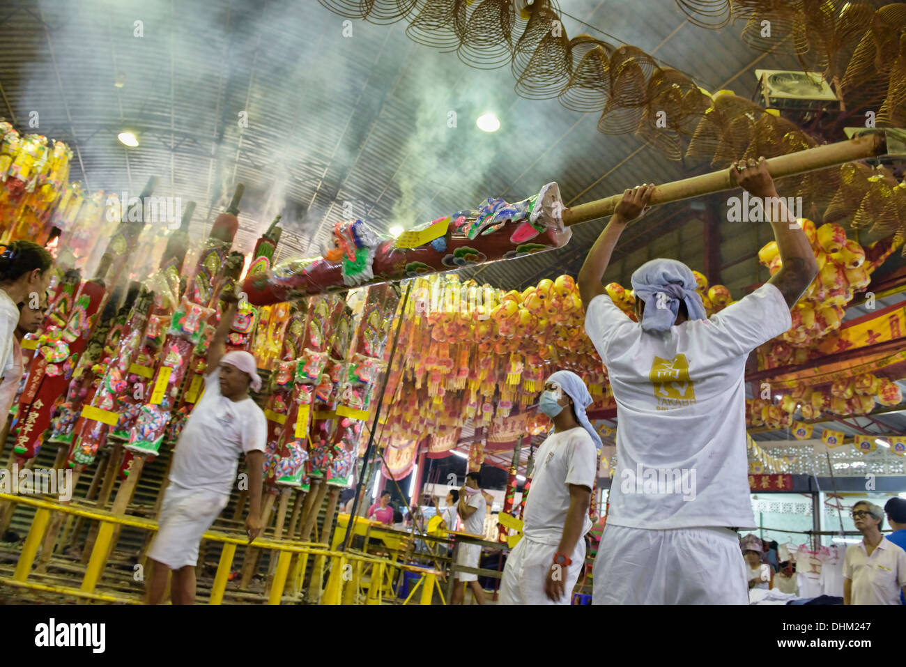 large rocket candles carrying prayers for good luck at the Vegetarian ...