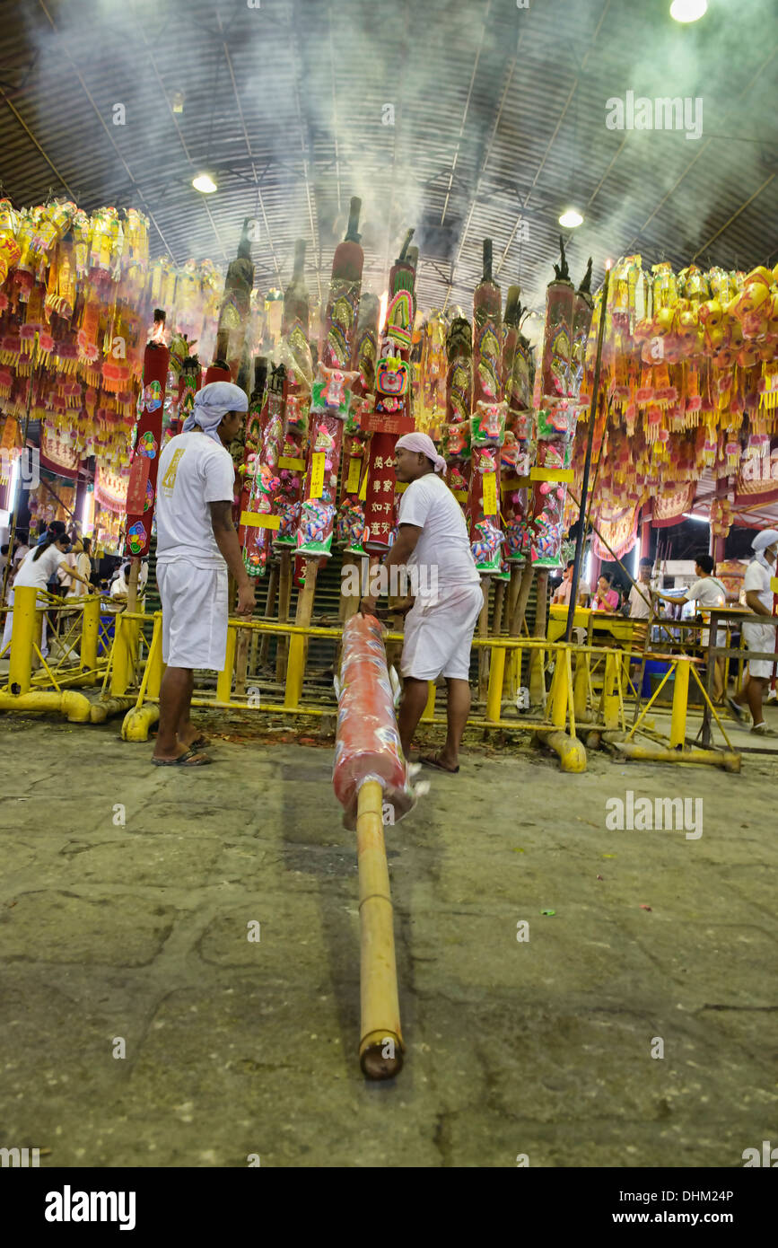 large rocket candles carrying prayers for good luck at the Vegetarian ...