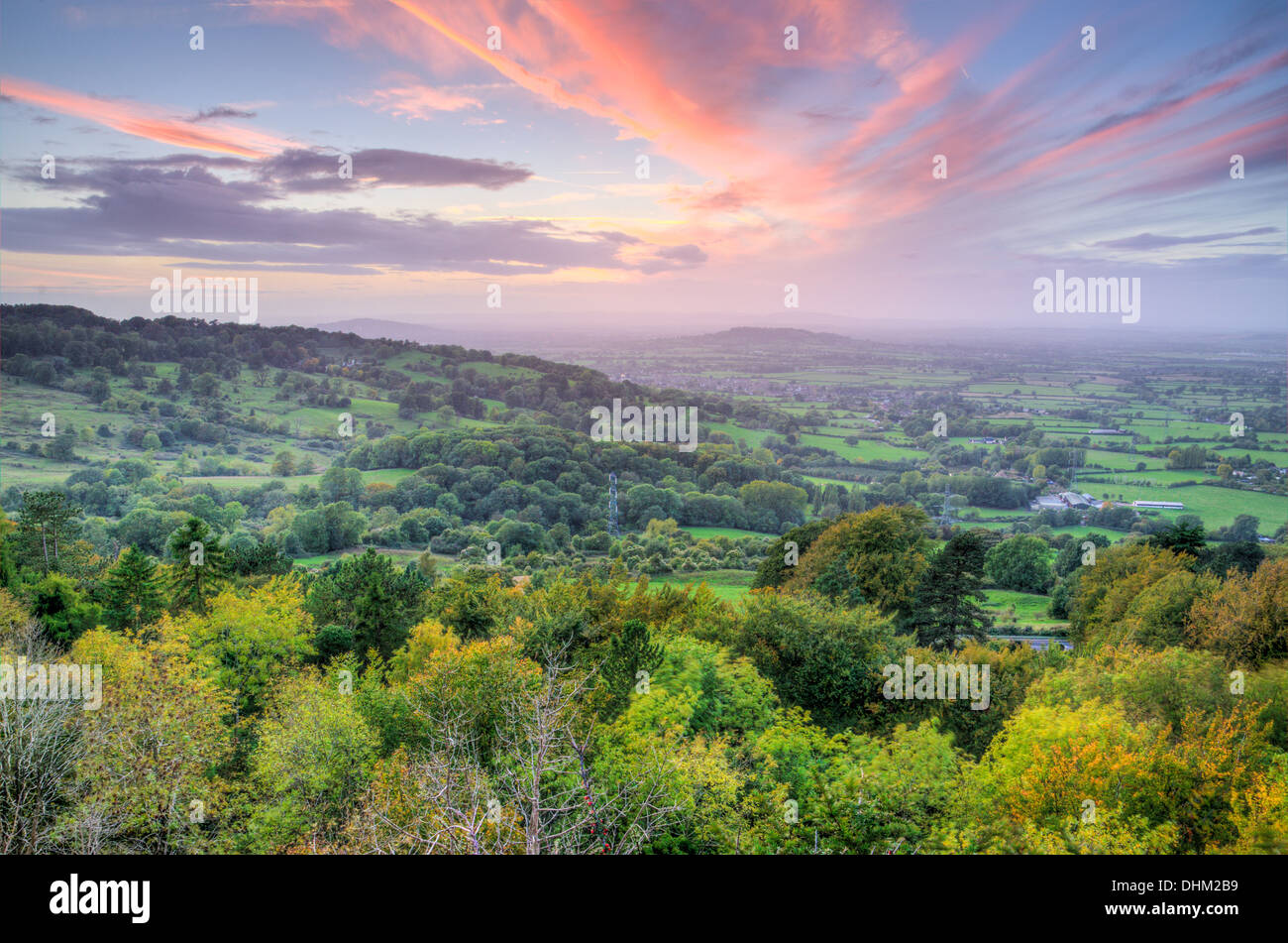 Sunset from Leckhampton Hill in Cheltenham, Gloucestershire, England ...