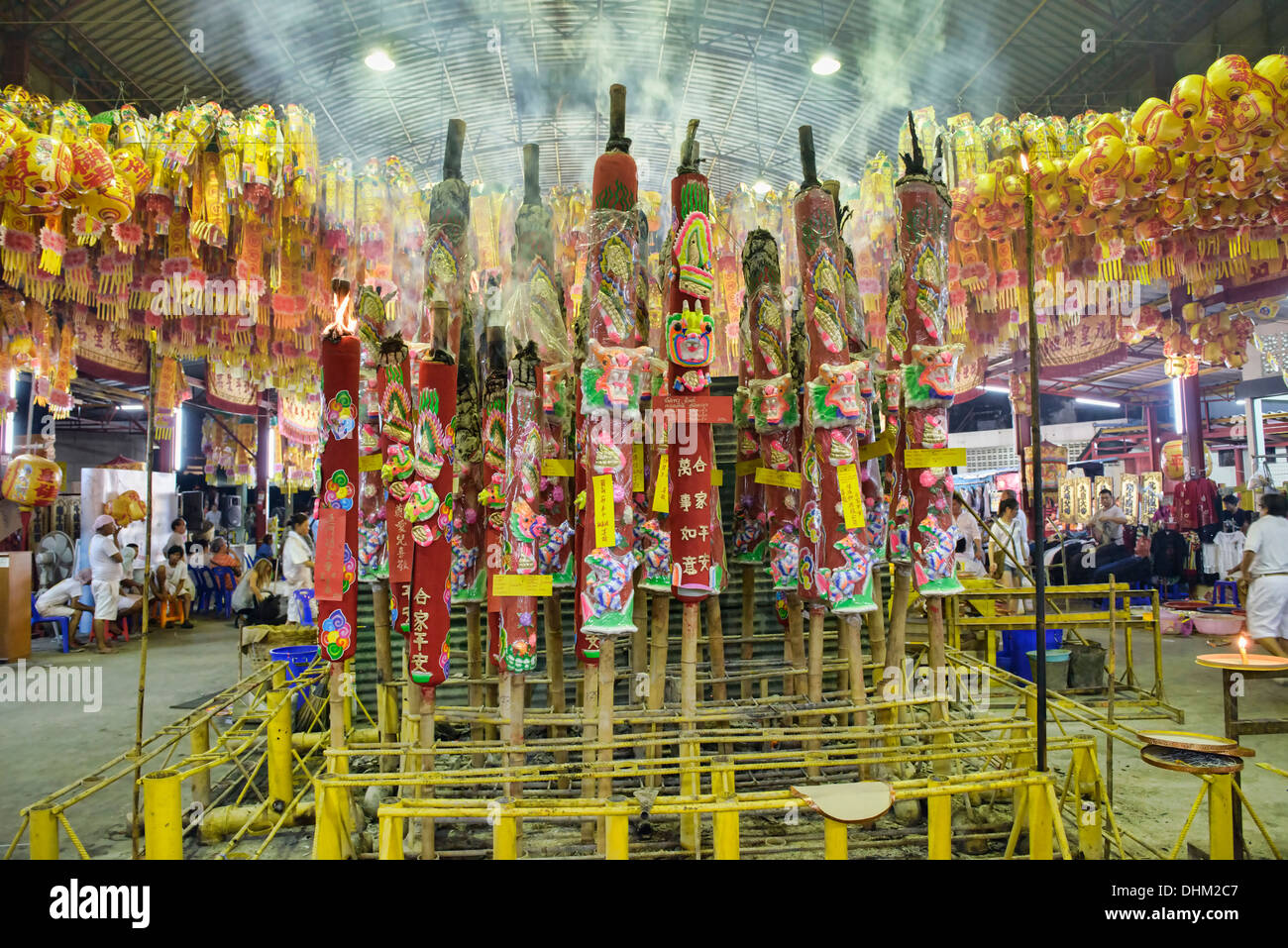large rocket candles carrying prayers for good luck at the Vegetarian ...