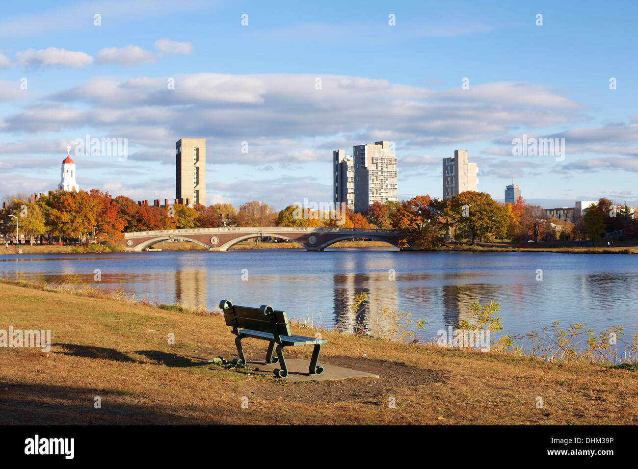 View across the Charles river on a beautiful fall day near Harvard ...