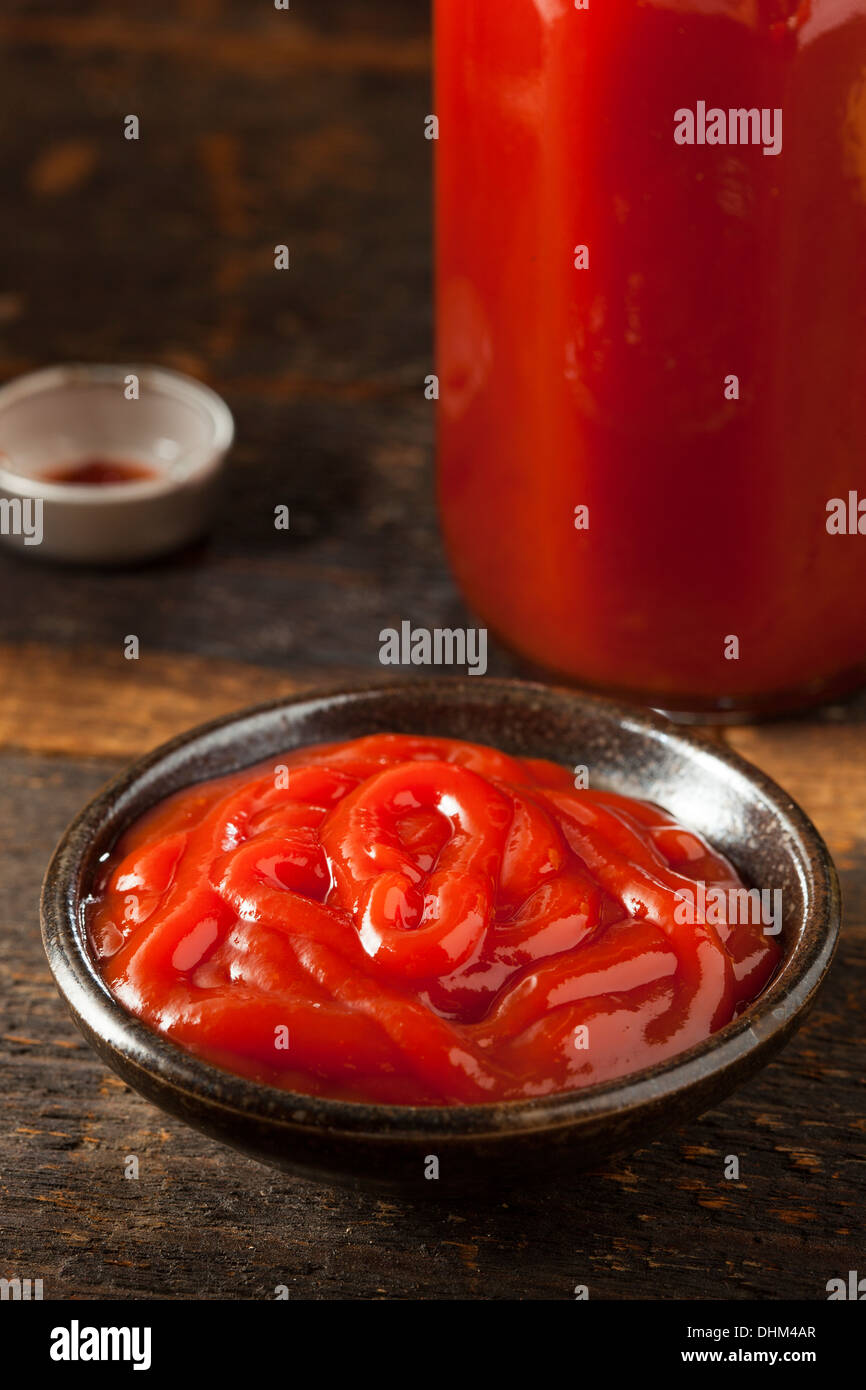 Organic Red Ketchup Sauce in a Bottle Stock Photo - Alamy