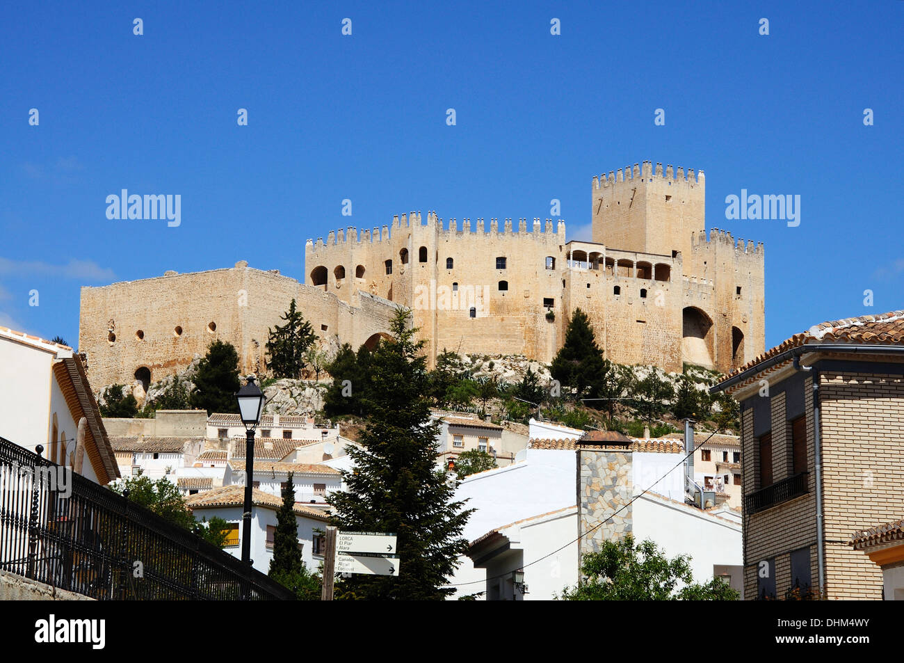 View of the castle (castillo de los Fajardo) and townhouses, Velez ...