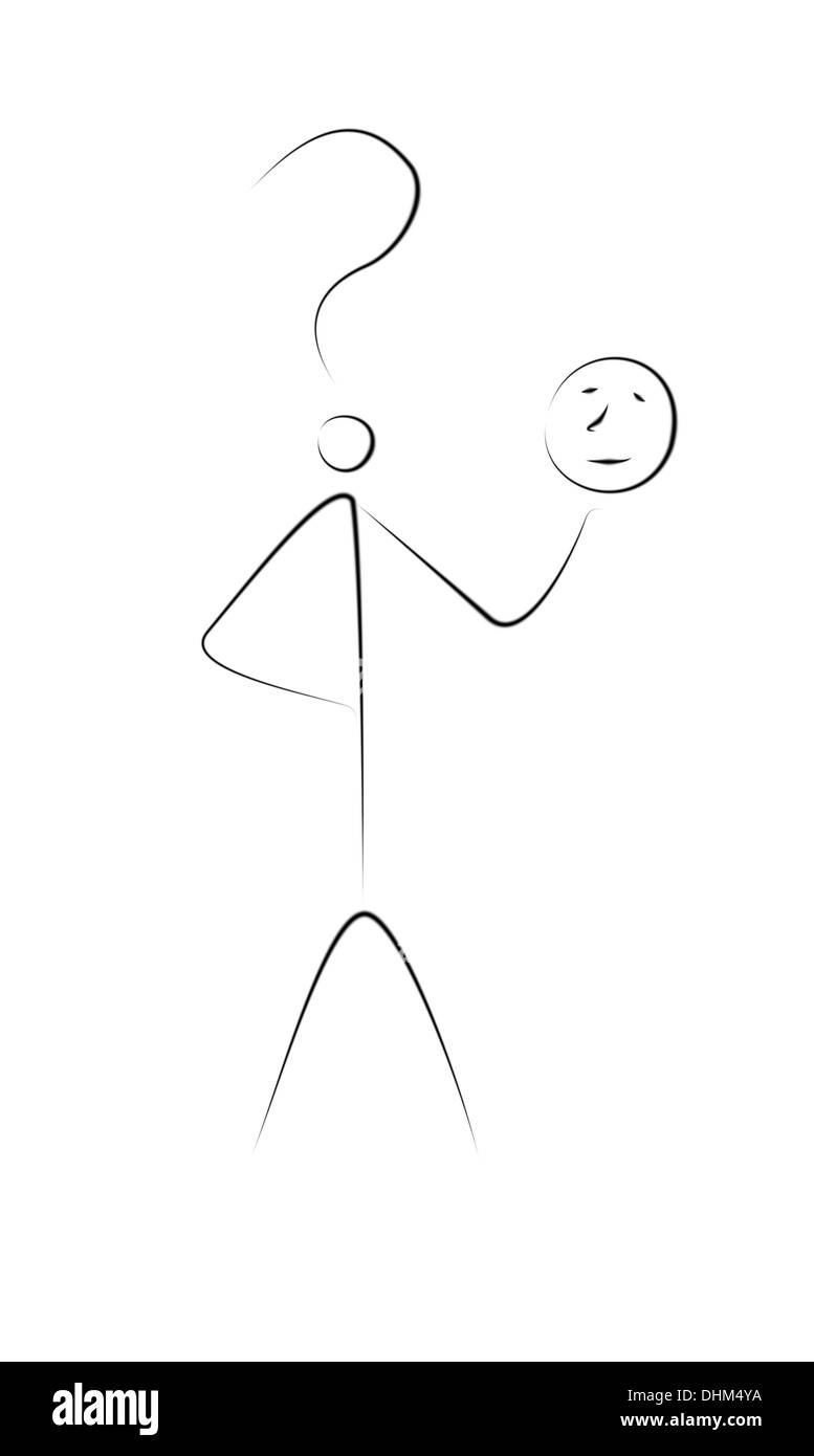 An illustration of a person who is holding his head on hand and ...