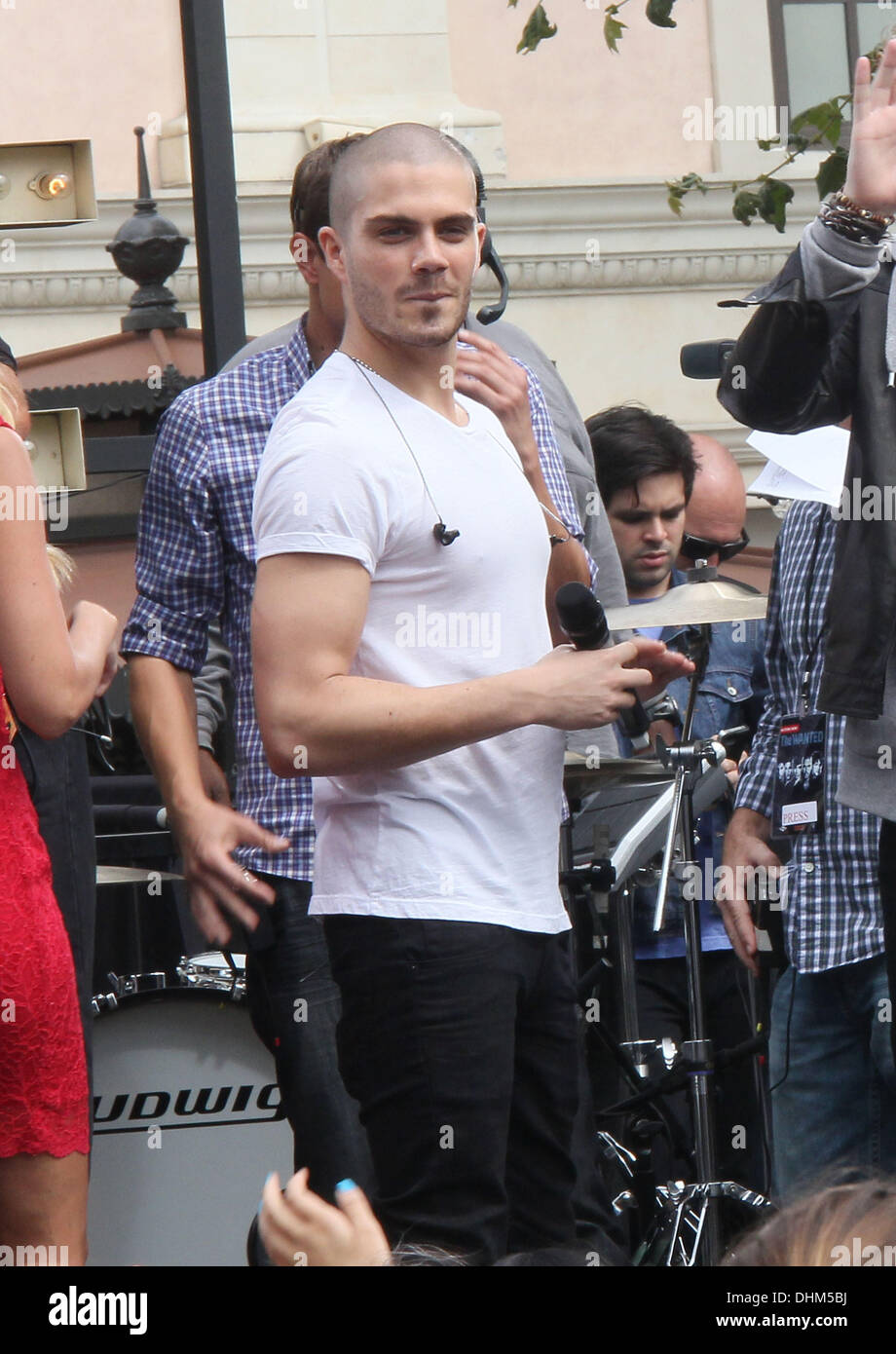 Max George The Wanted appear on 'Extra' at The Grove. Los Angeles ...
