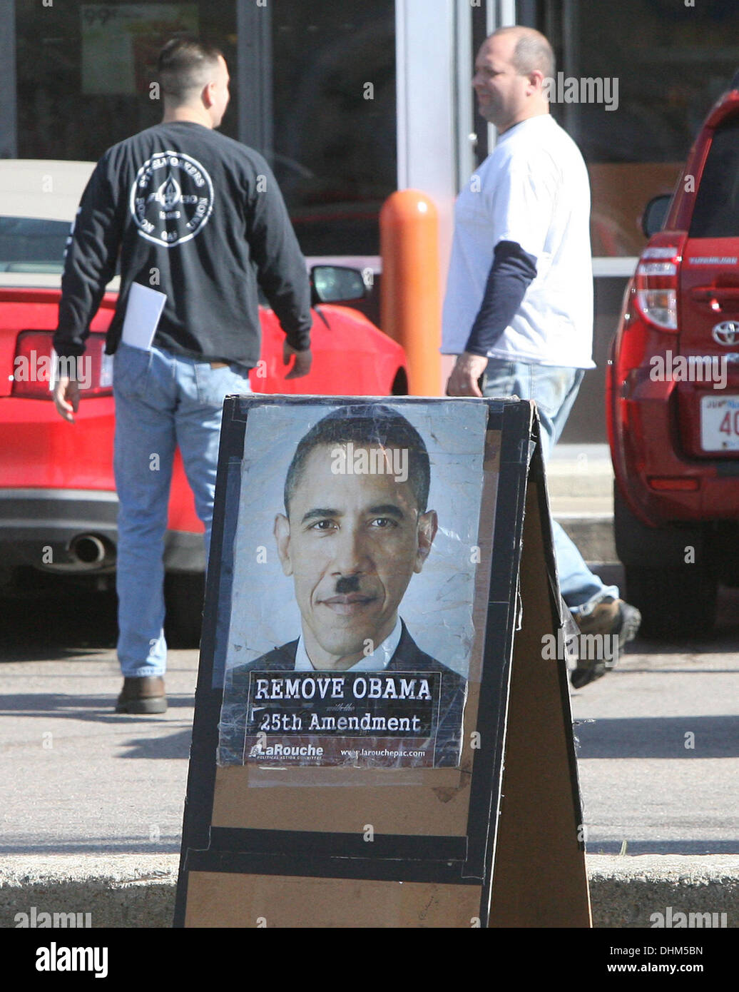 US President Obama on a poster with a Hitler moustache The United ...