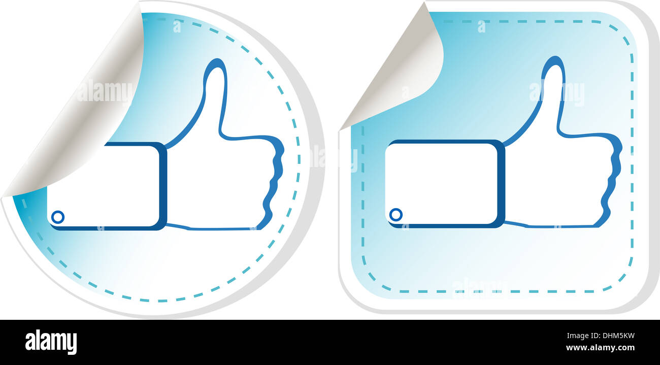 Stickers set with like hand Stock Photo - Alamy