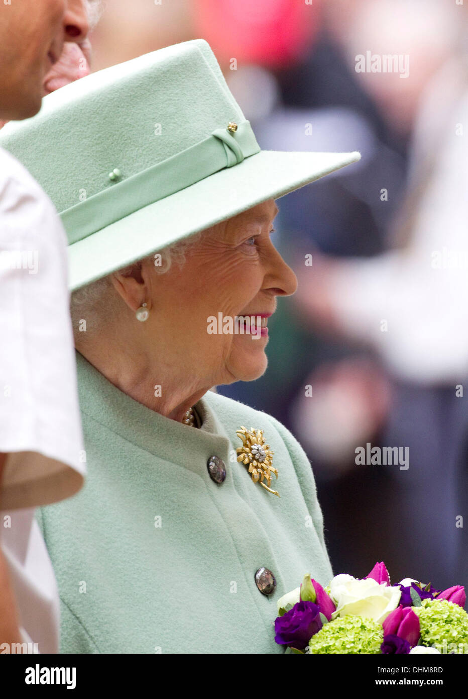 Queen Elizabeth II attends the Parade of Queen's Scouts during the 2012 ...