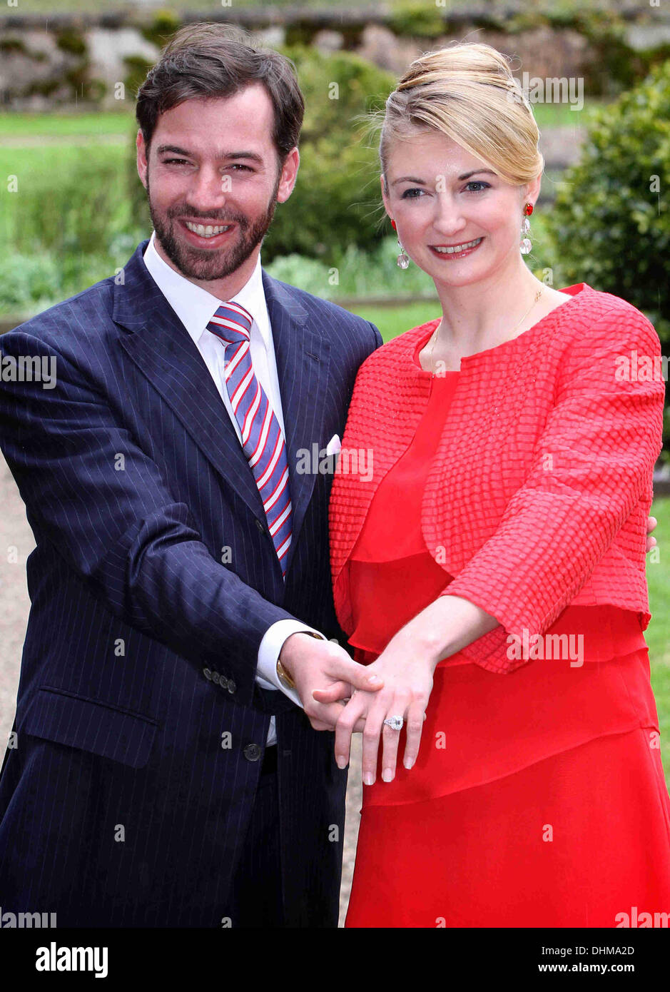 Hereditary Grand Duke Guillaume of Luxembourg and his fiancee Stéphanie de Lannoy pose for the ...