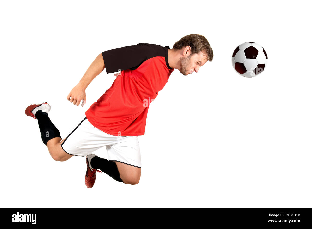 Football player playing isolated in white Stock Photo - Alamy