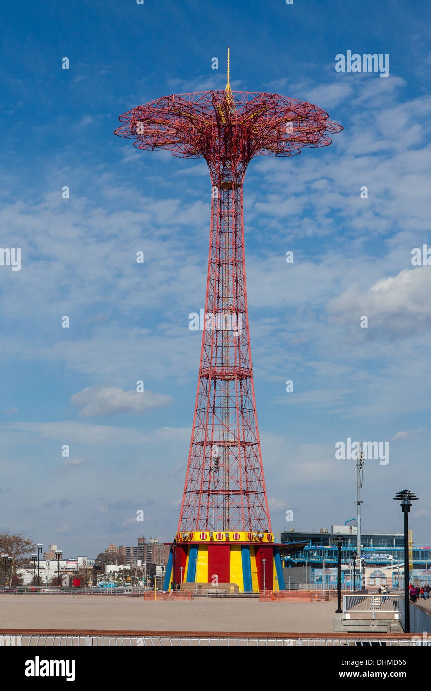 Parachute jump ride,Coney Island, Brooklyn, New York, United States of ...