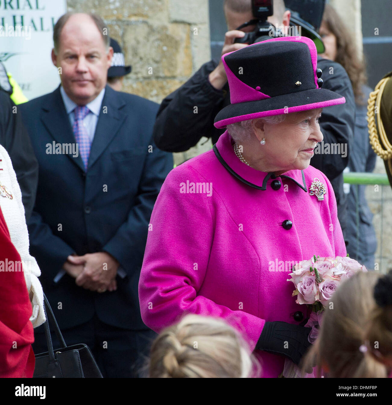 Queen Elizabeth II visits Sherborne Abbey in Dorset Dorset, England ...