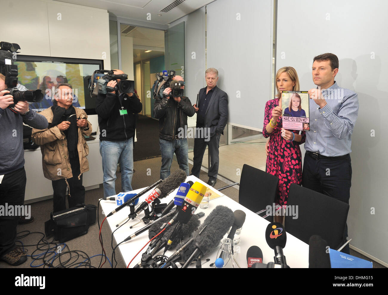 Kate McCann and Gerry McCann attend a press conference to mark the 5th ...