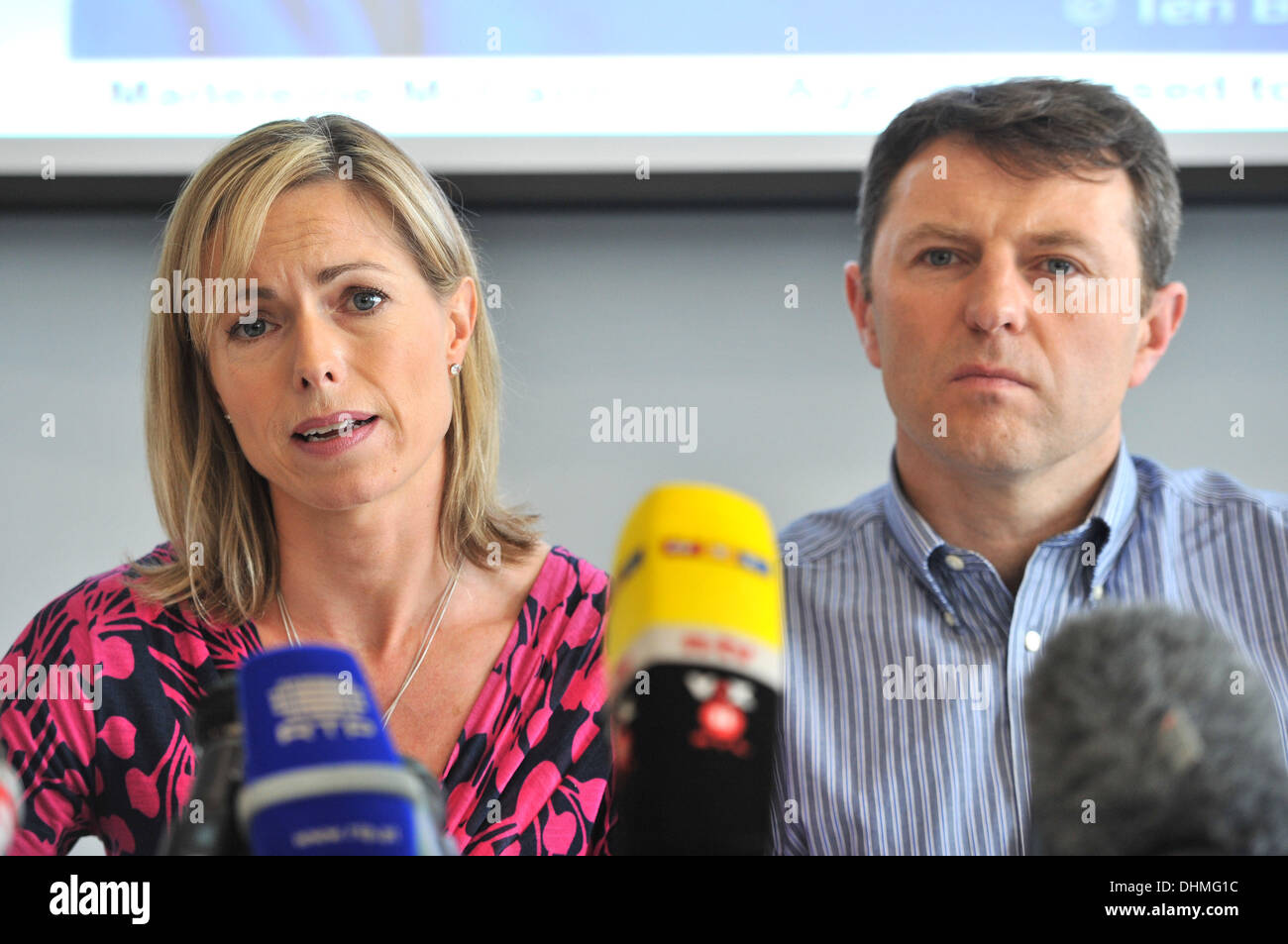 Kate McCann and Gerry McCann attend a press conference to mark the 5th ...
