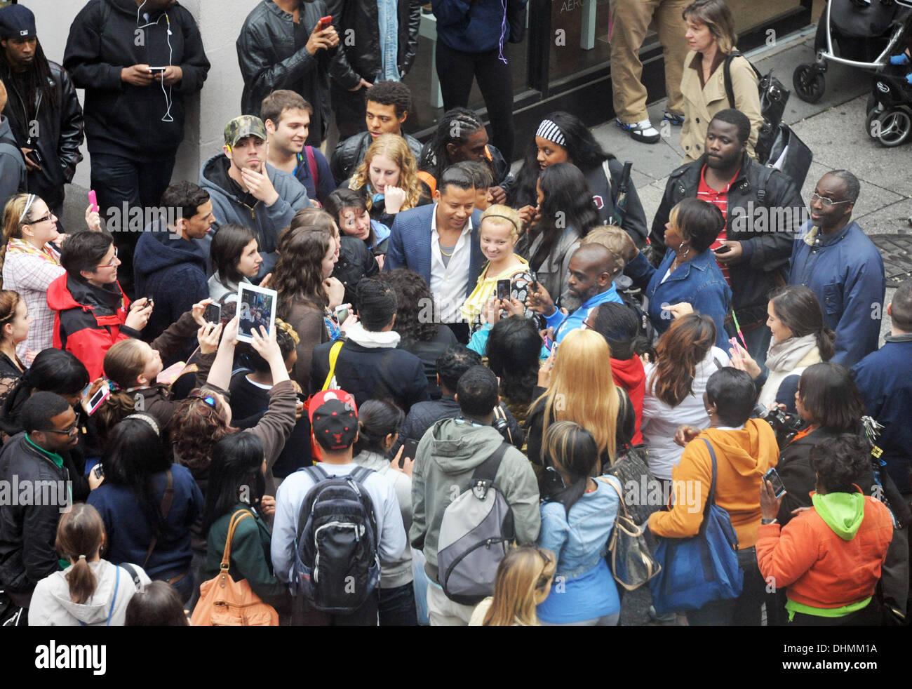 Terrence Howard is mobbed by fans on the set of 'Dead Man Down' on ...