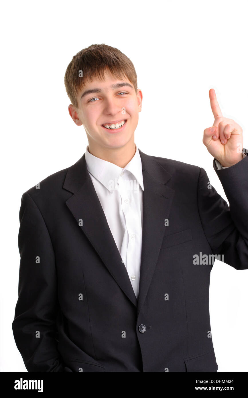 teenager with finger up Stock Photo - Alamy