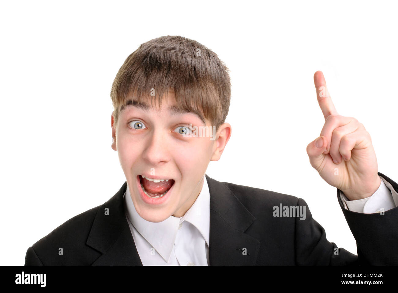 teenager with finger up Stock Photo - Alamy