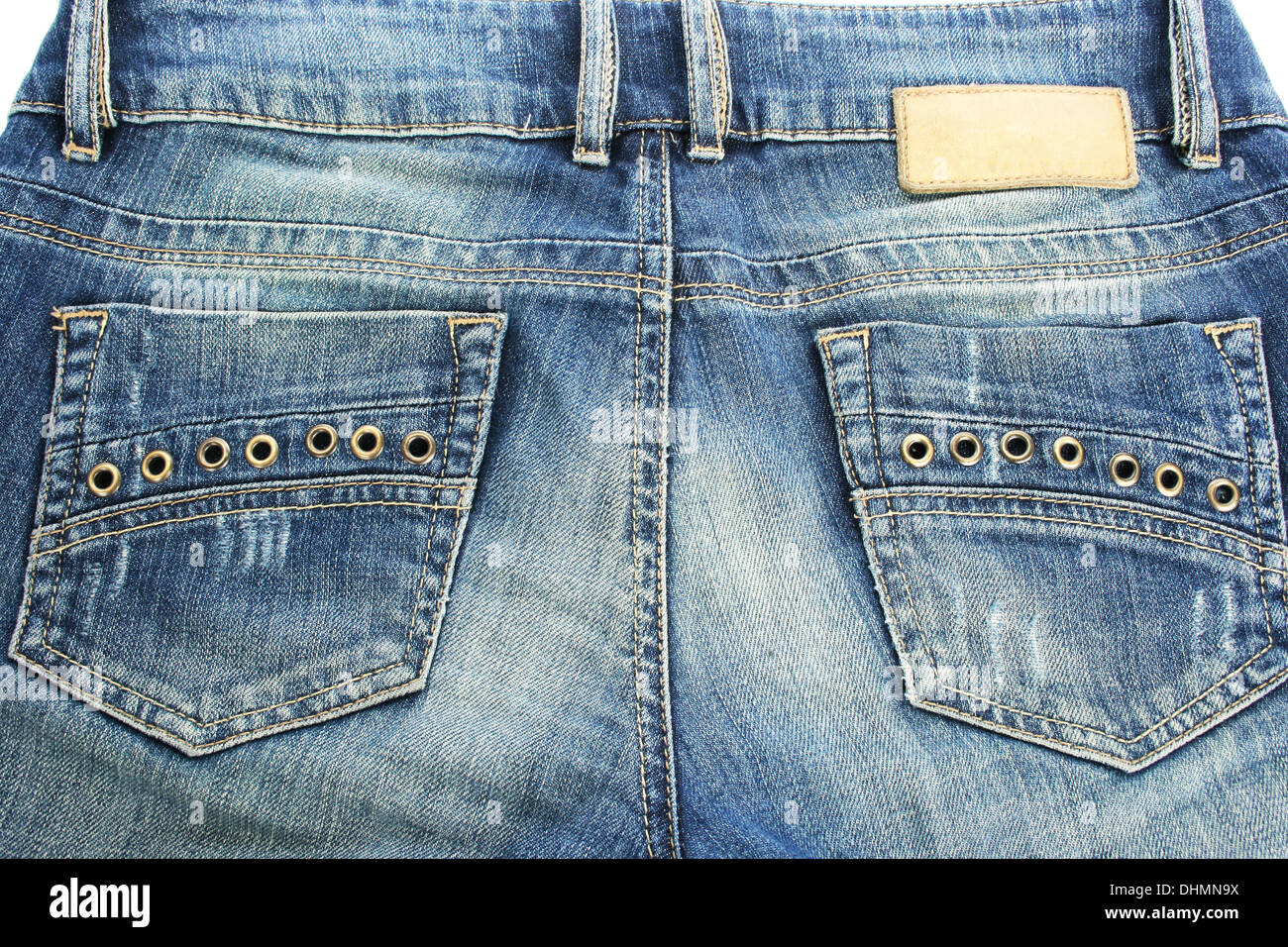 Blue jeans on white background Stock Photo - Alamy