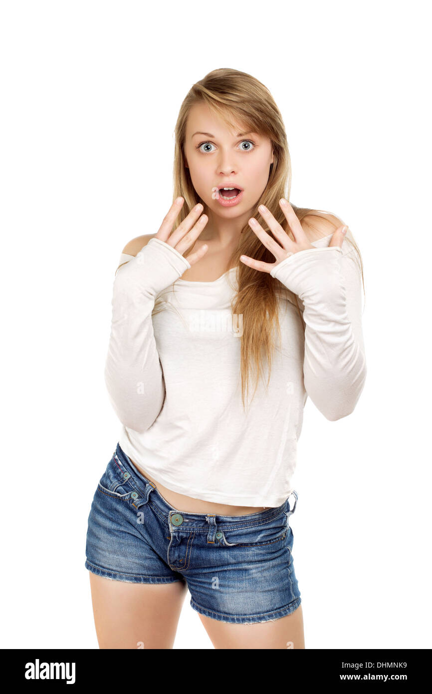 Woman posing uncertainly Stock Photo - Alamy