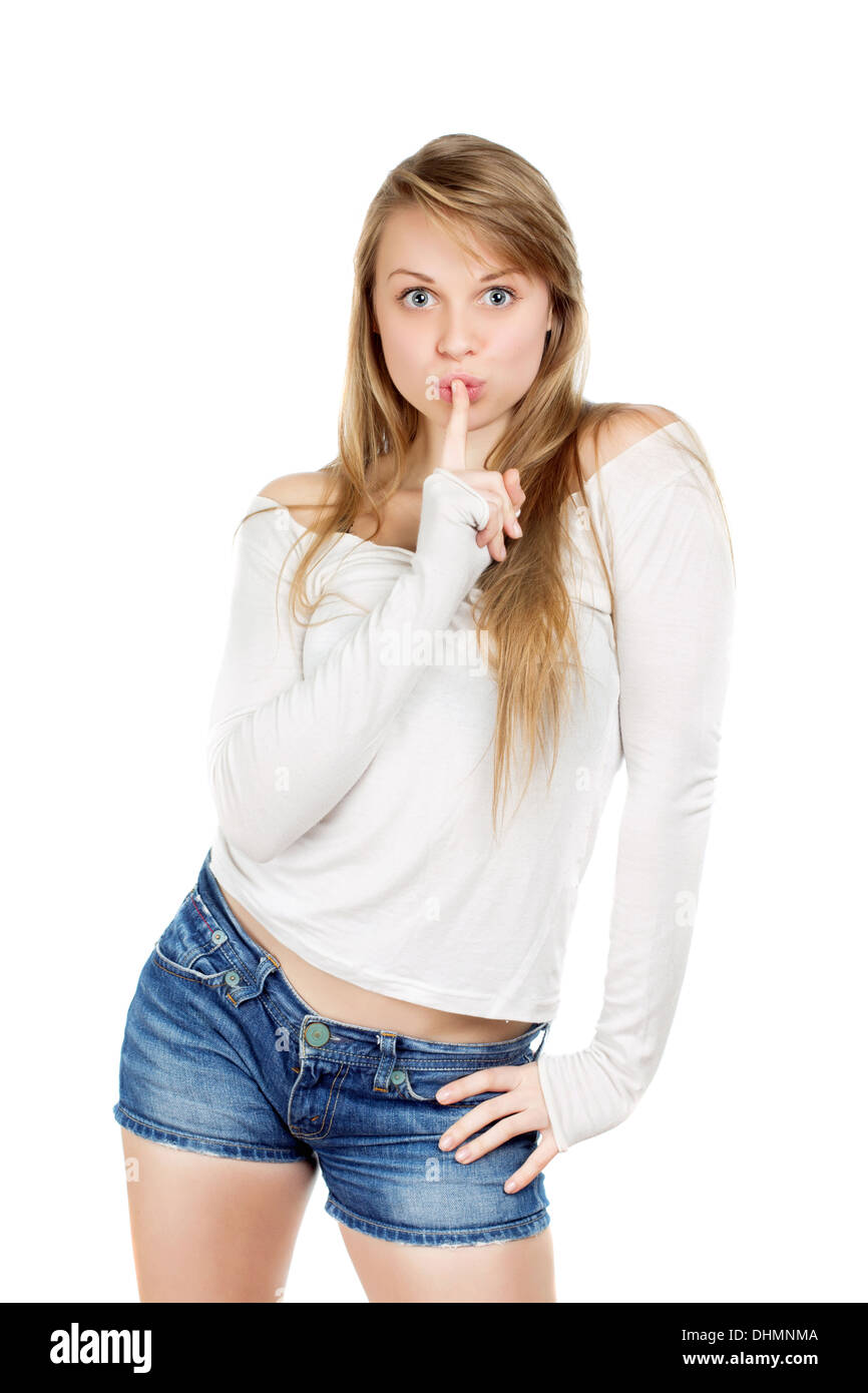 Quiet gesture hi-res stock photography and images - Alamy