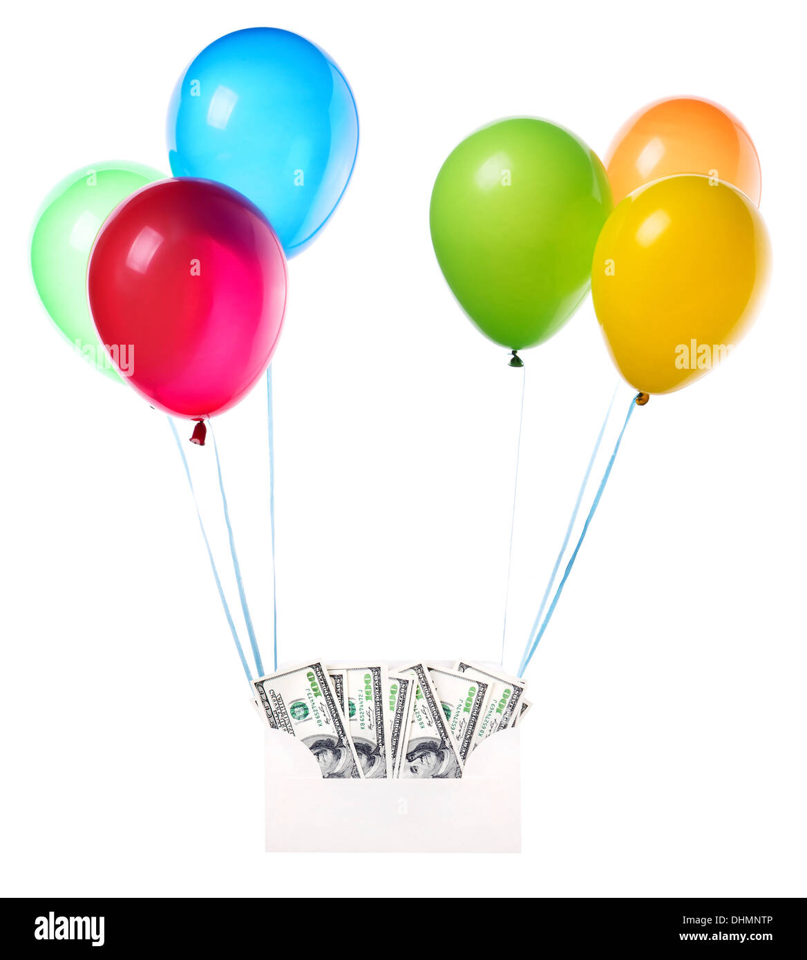 Symbol of wealth and success - envelope full of money with flying ...