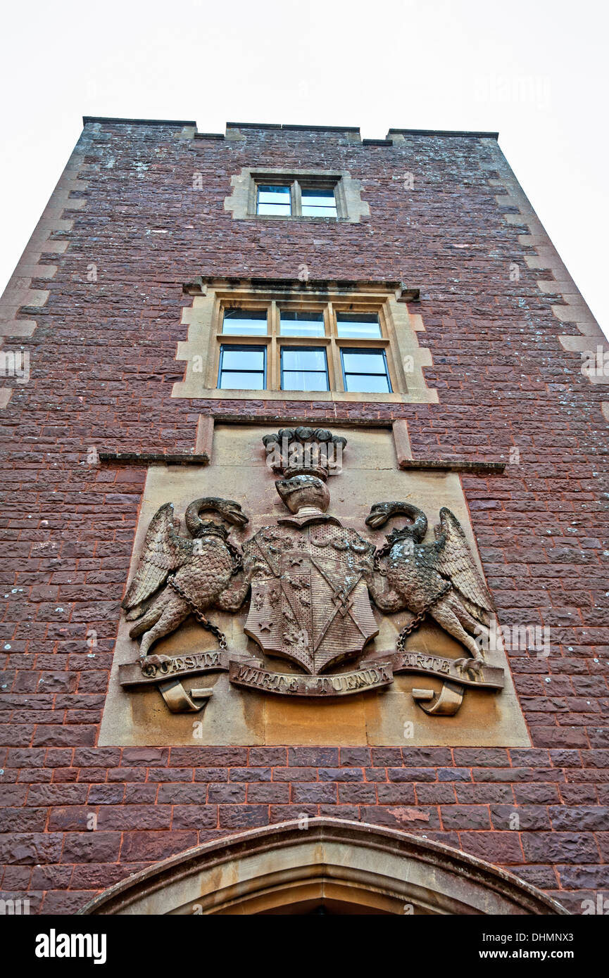 Dunster Castle crest and coat of Arms Stock Photo - Alamy