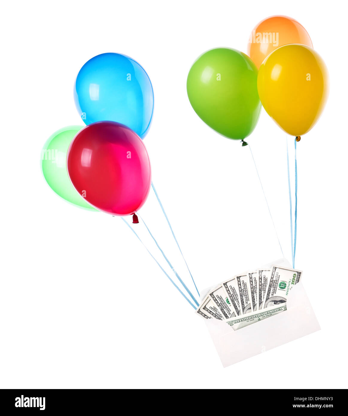 Symbol of wealth and success - envelope full of money with flying ...