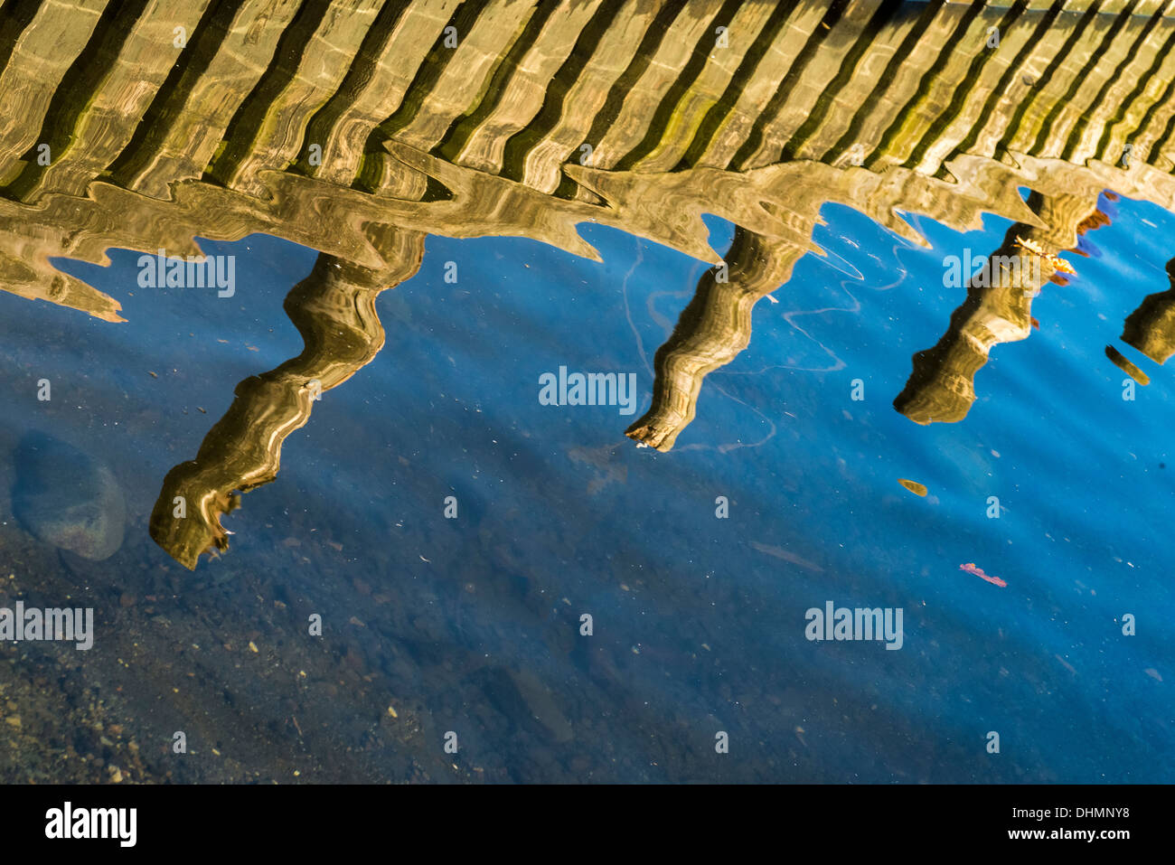 Ripples reflection lake pier wooden Stock Photo - Alamy
