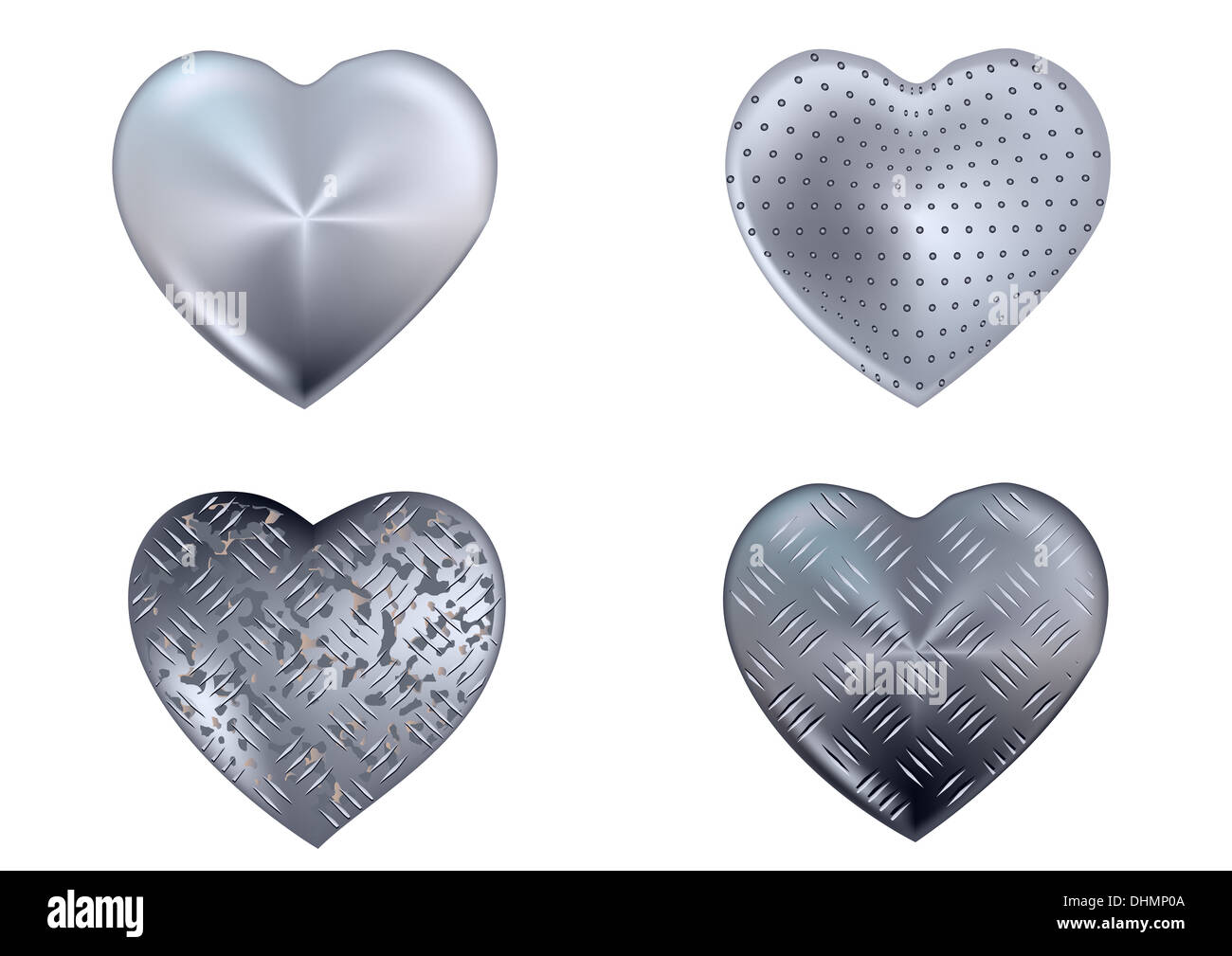 set of metal heart isolated on white Stock Photo - Alamy