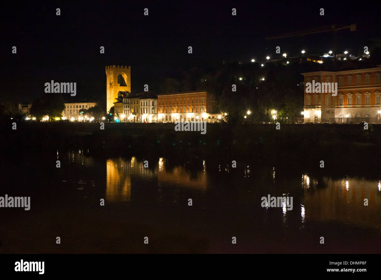 Florence at night - reflections in the river Arno Stock Photo - Alamy