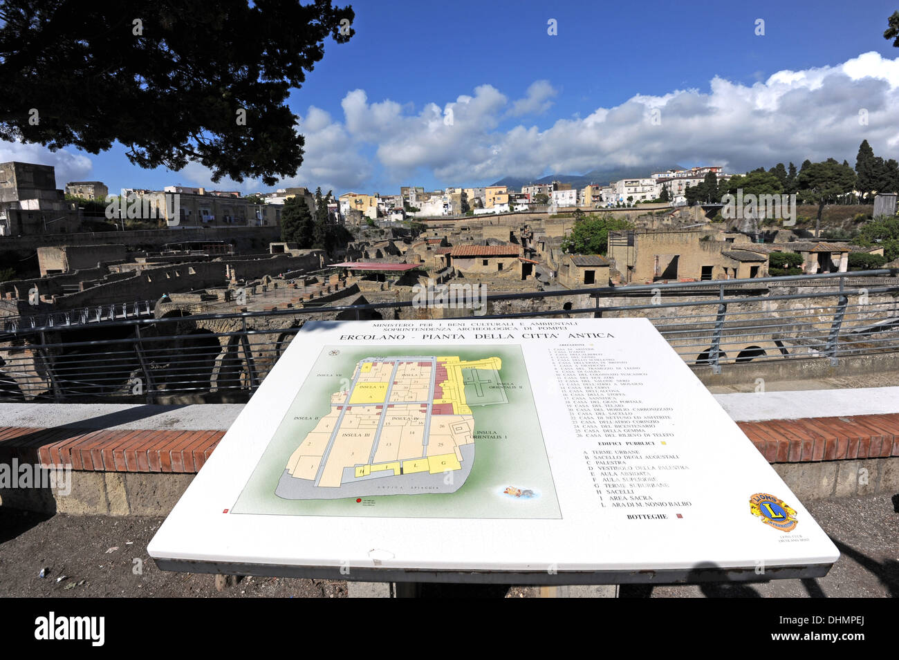 A tourist map showing a guide of the excavations at Herculaneum Stock ...