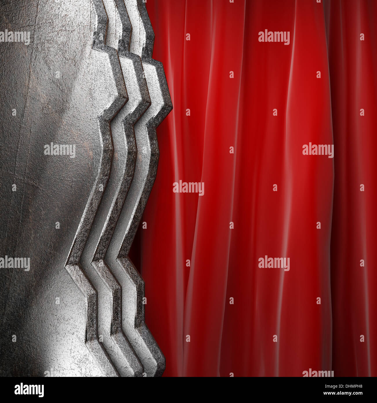 Metal on red curtain Stock Photo - Alamy