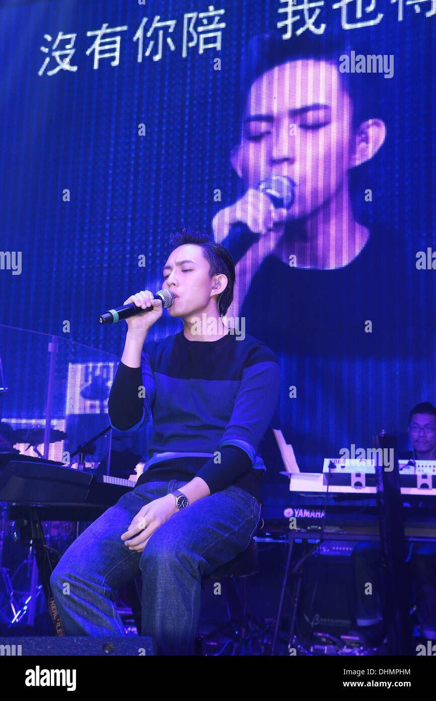 Taipei, China. 8th Nov, 2013. Singer Yoga Lin performs at his charity ...