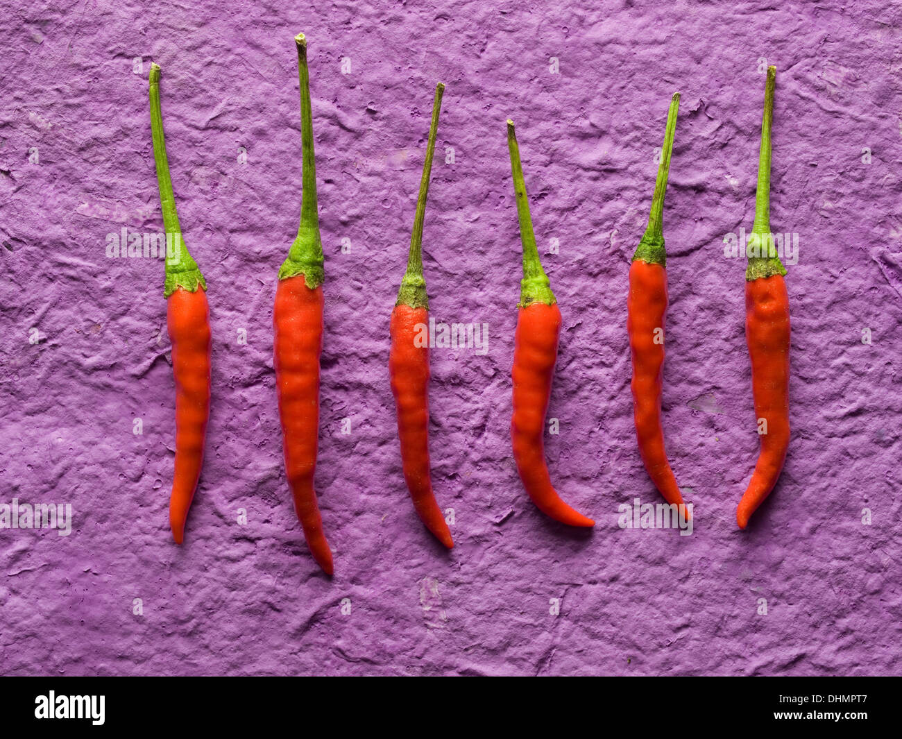 Chilli Peppers on coloured paper backgrounds Stock Photo - Alamy