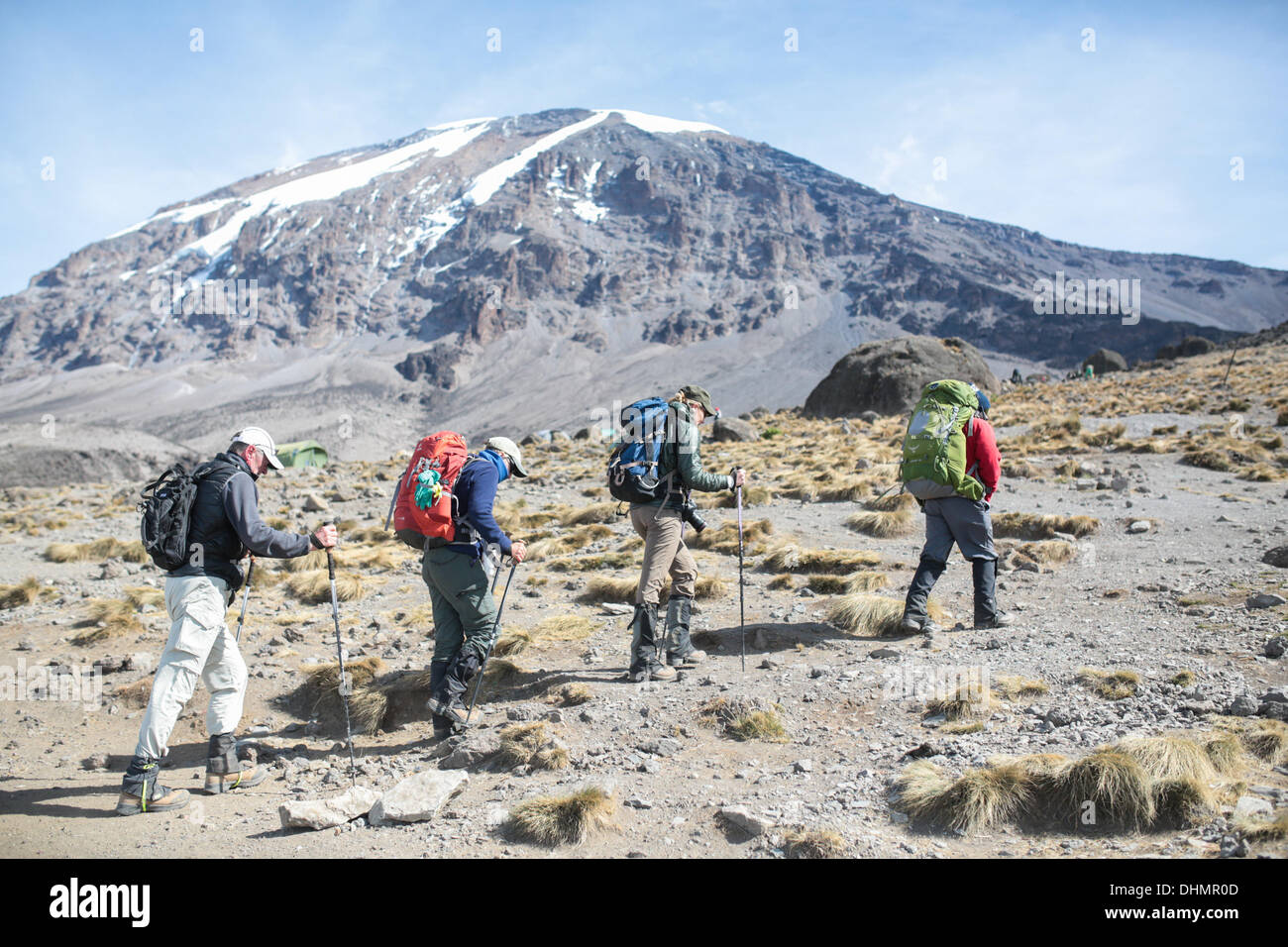 Nov. 5, 2013 - Tanzania - Hikers along with their porters make the ...