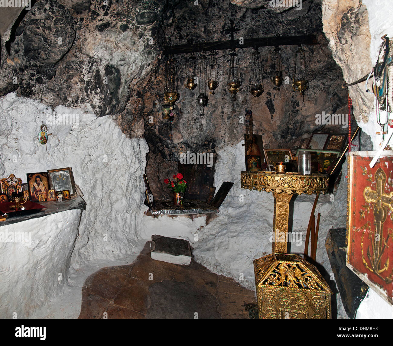 St. Gerasimos Church & Cave inside entrance Stock Photo - Alamy