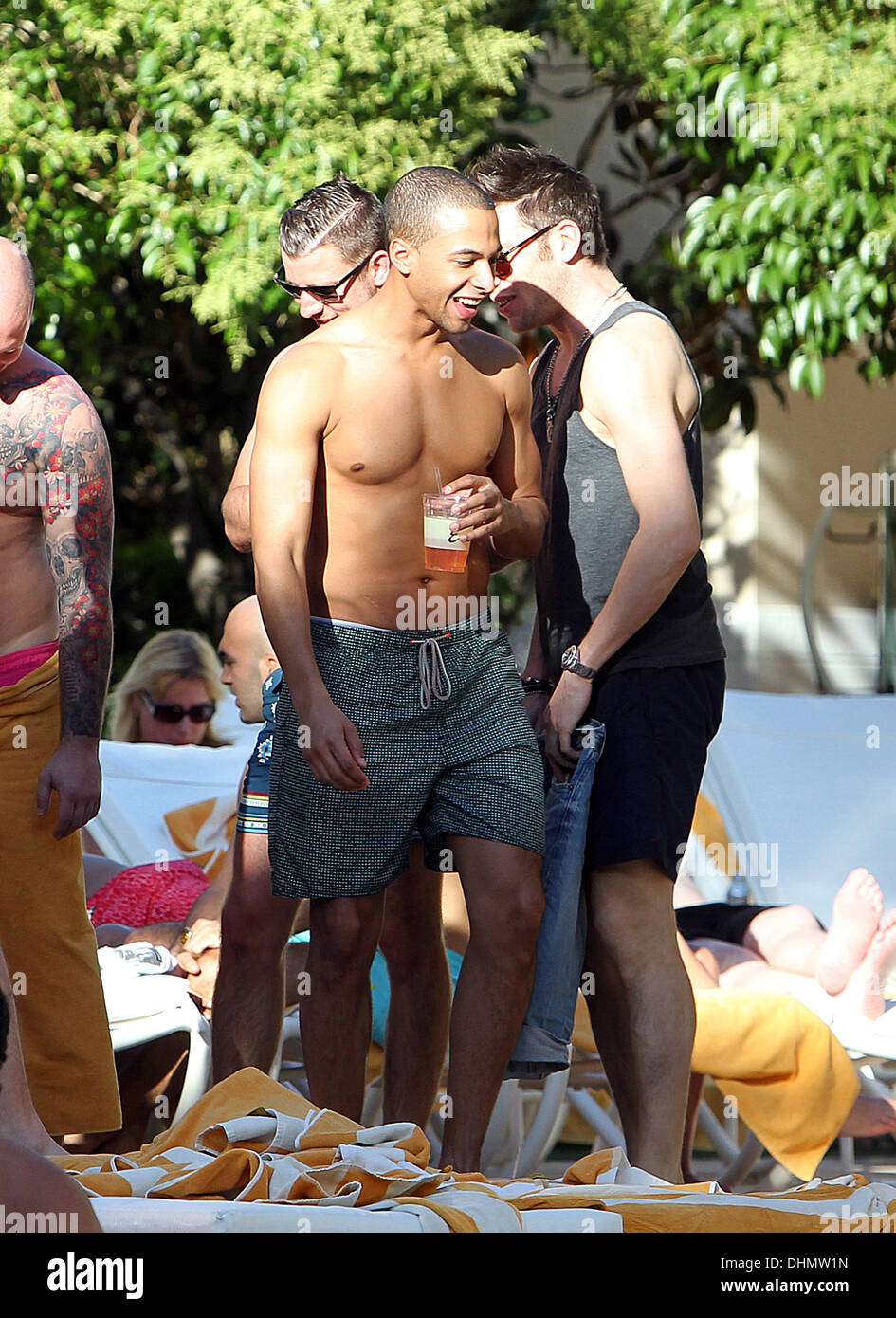 Marvin Humes of JLS The JLS boys hang out at the pool at the Encore, in ...