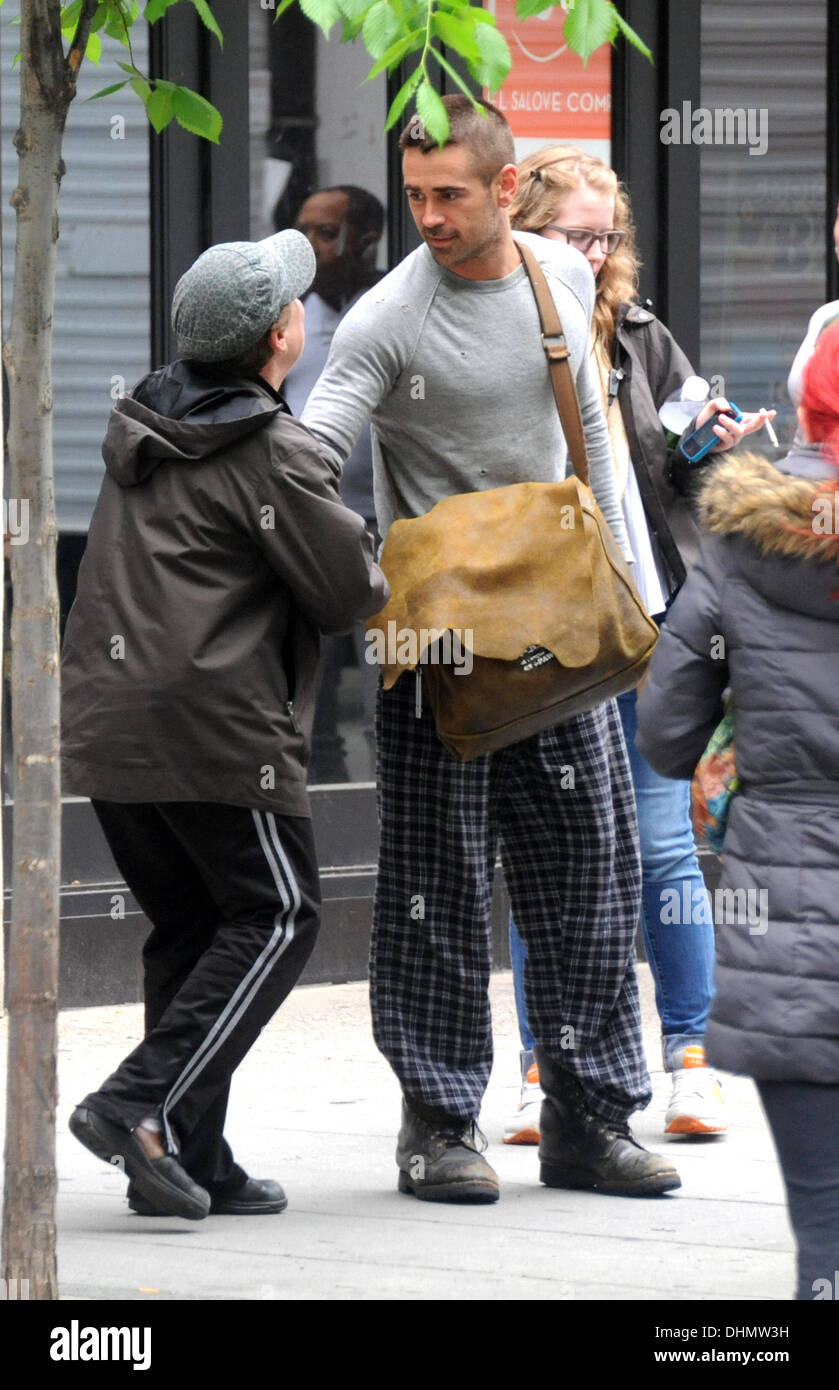 Colin Farrell on the set of 'Dead Man Down' on Walnut Street. The film ...