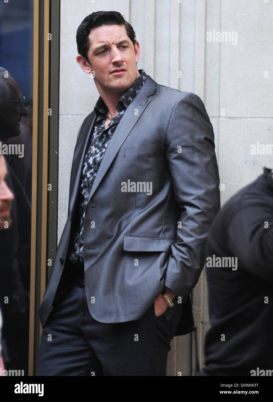 Wade Barrett on the set of 'Dead Man Down' on Walnut Street. The film ...