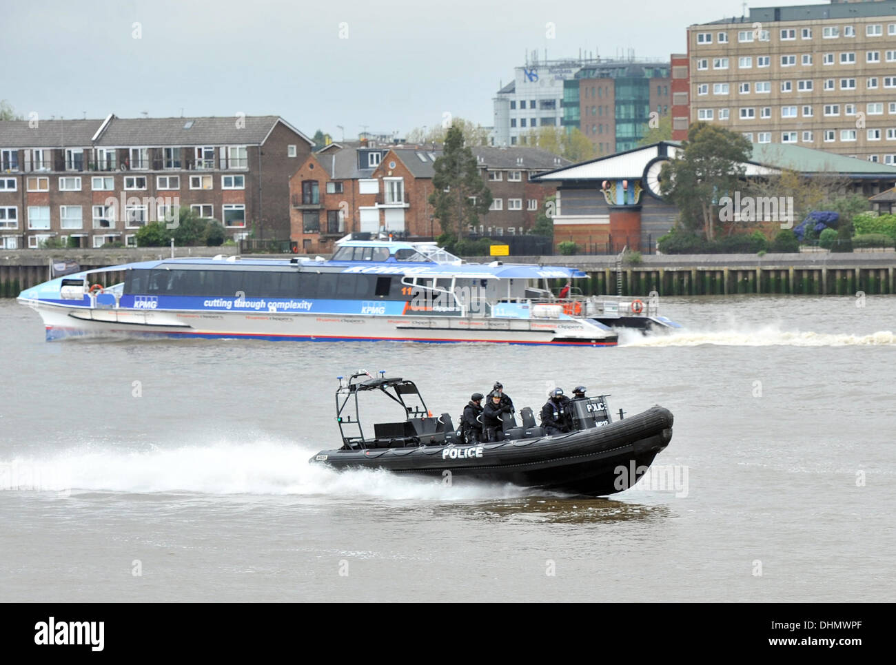 The HMS Ocean arrives in London through the Thames barrier. The ...