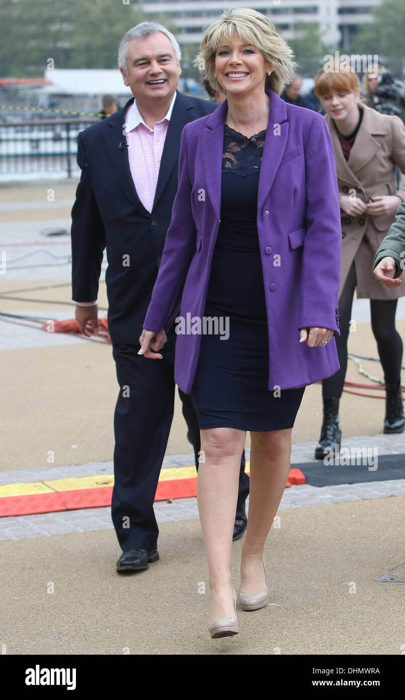 Eamon Holmes and Ruth Langsford filming outside the ITV Studios London ...