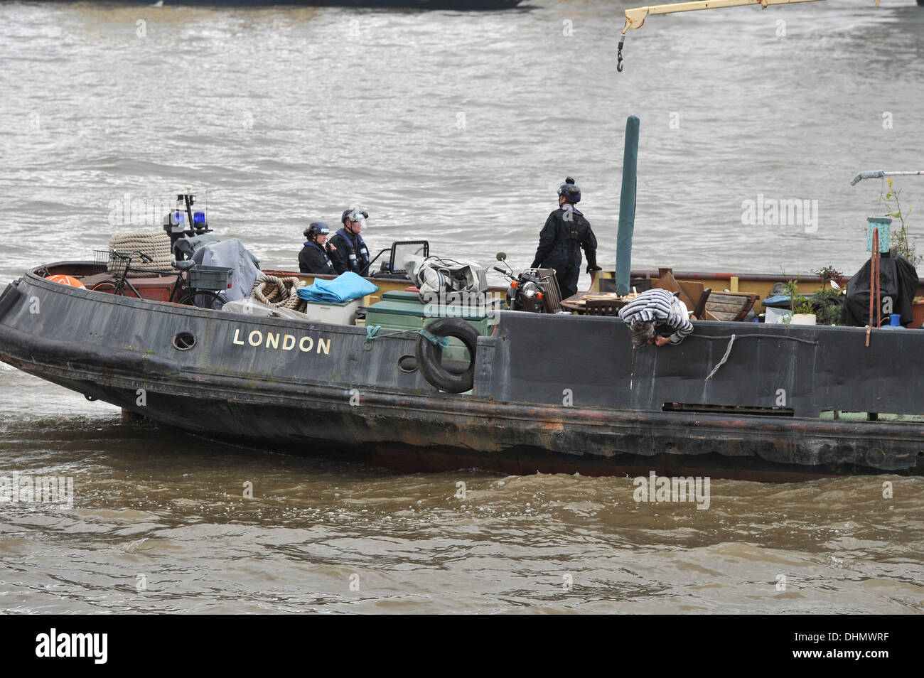 A police team boards a civilian ship that comes near the Royal Navy's ...