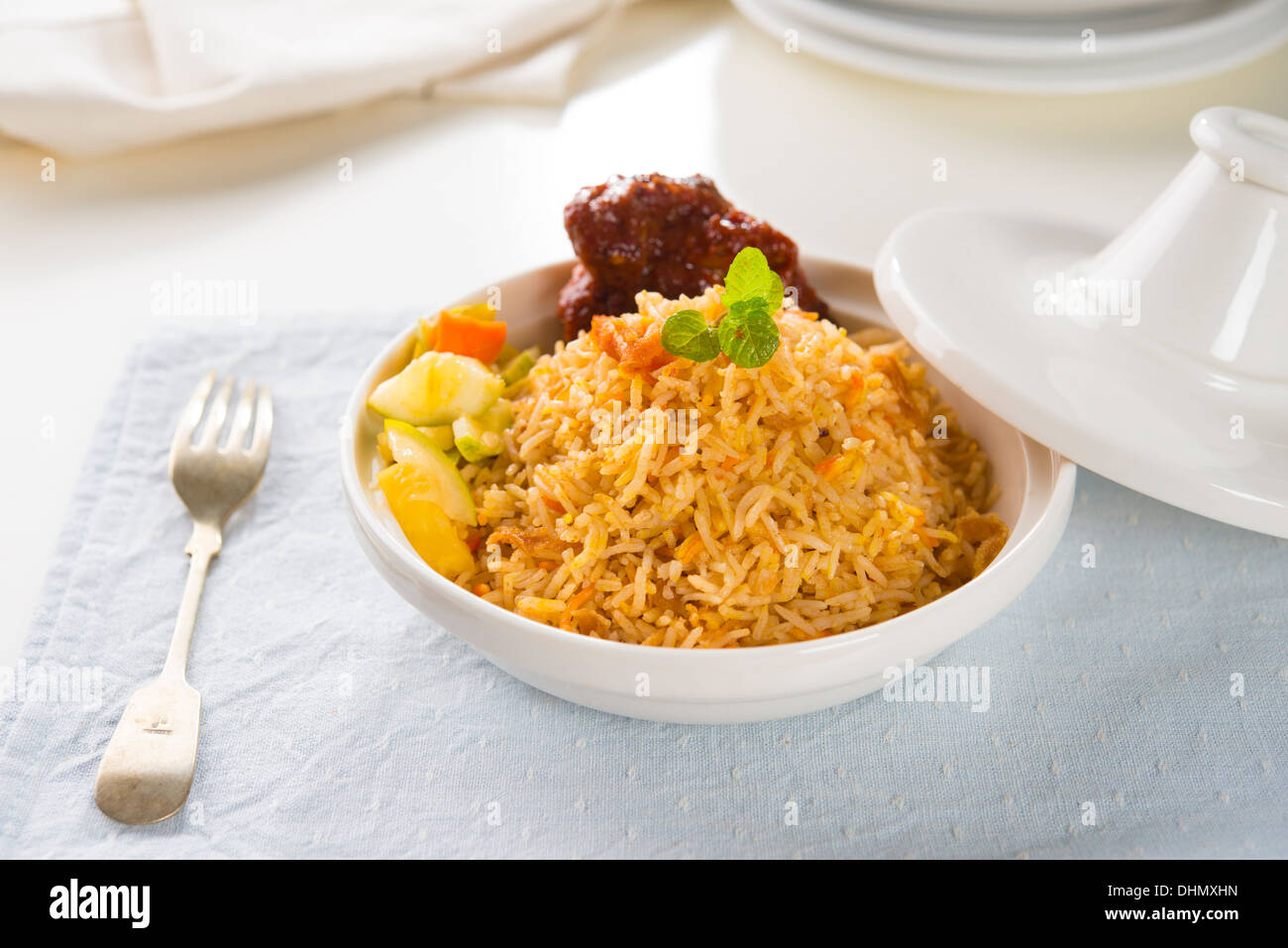 Chicken Biryani rice in tajine Stock Photo - Alamy