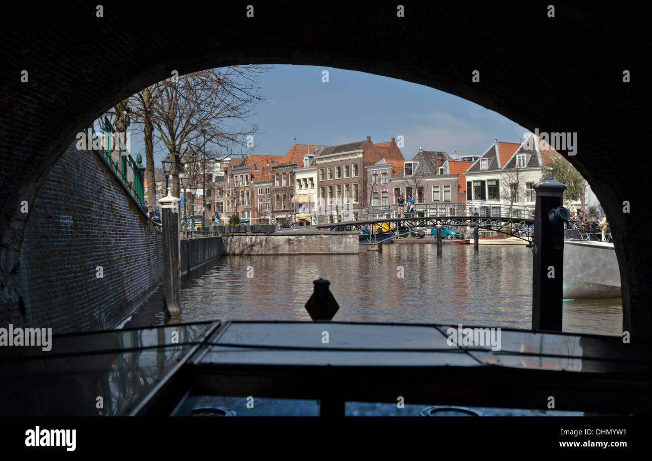 De Rijn basin viewed from beneath the Visbrug, Leiden Stock Photo - Alamy