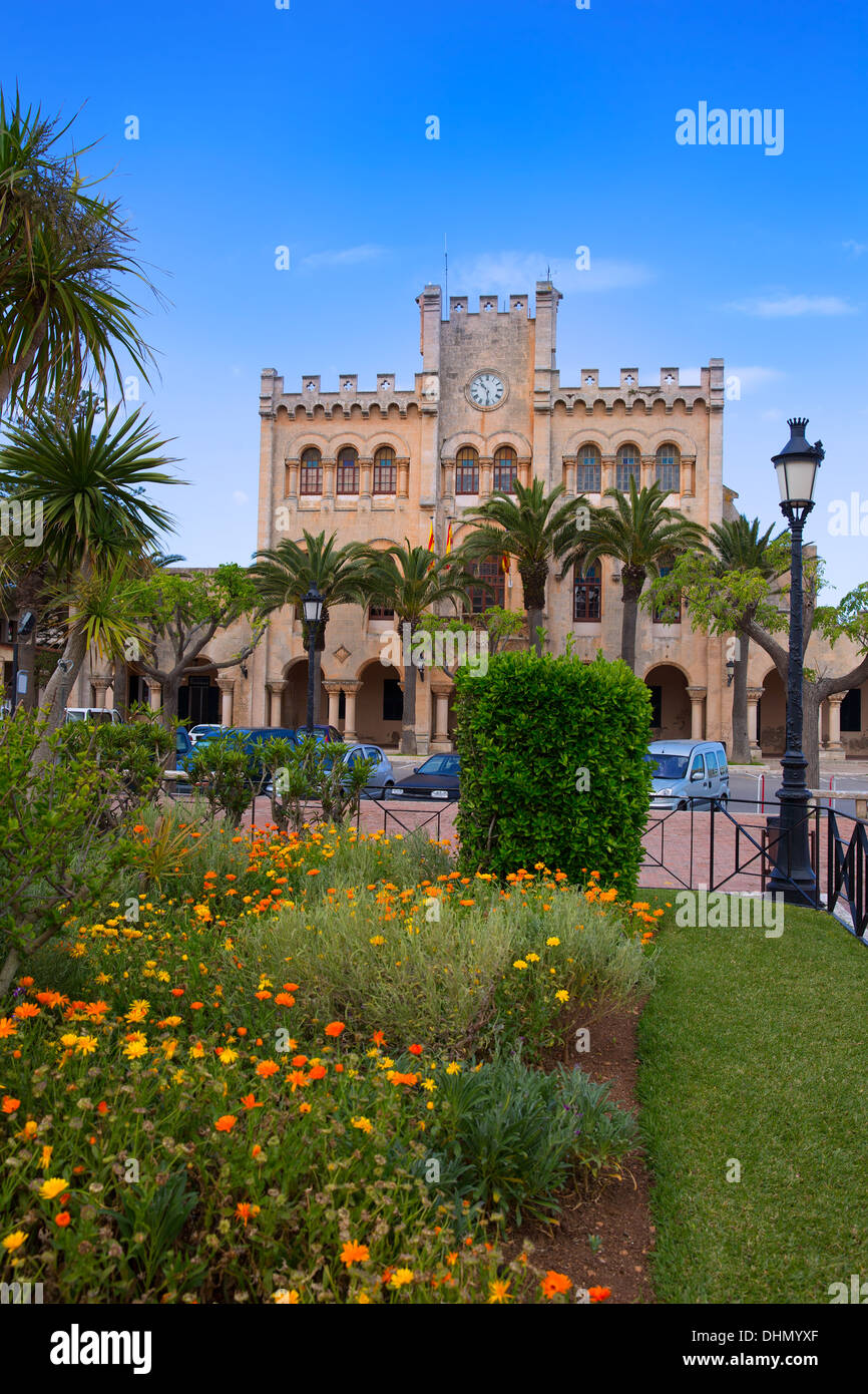 Ciutadella Menorca city Town Hall and gardens in Ciudadela at Balearic ...