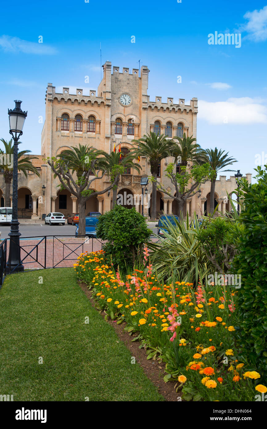 Ciutadella Menorca city Town Hall and gardens in Ciudadela at Balearic ...