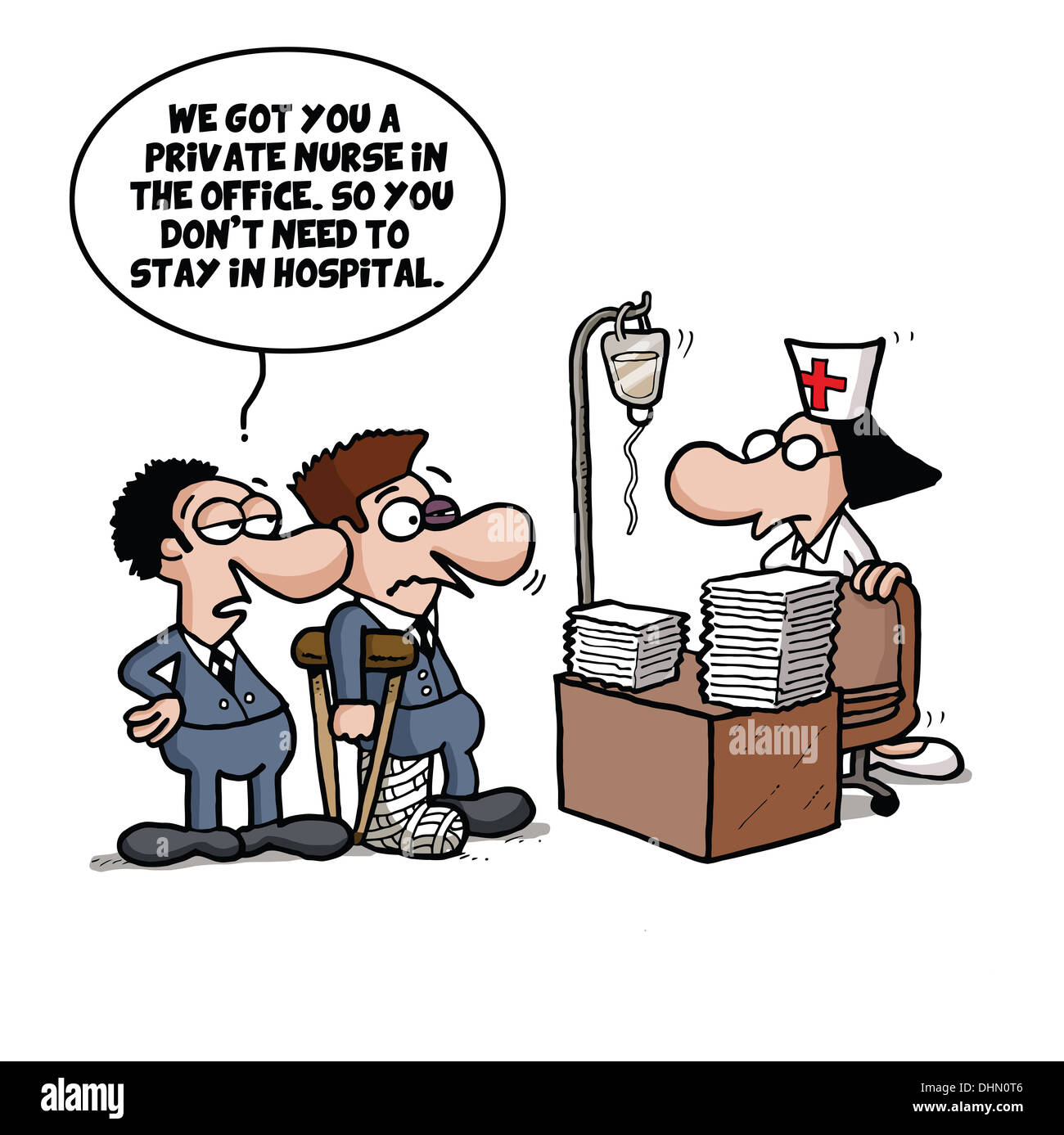 Cartoon boss and worker at desk Cut Out Stock Images & Pictures - Alamy