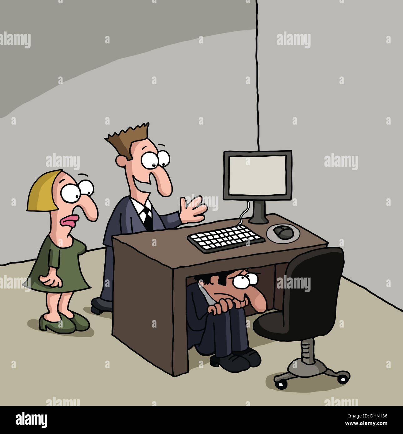 Shy new male office worker cartoon Stock Photo - Alamy