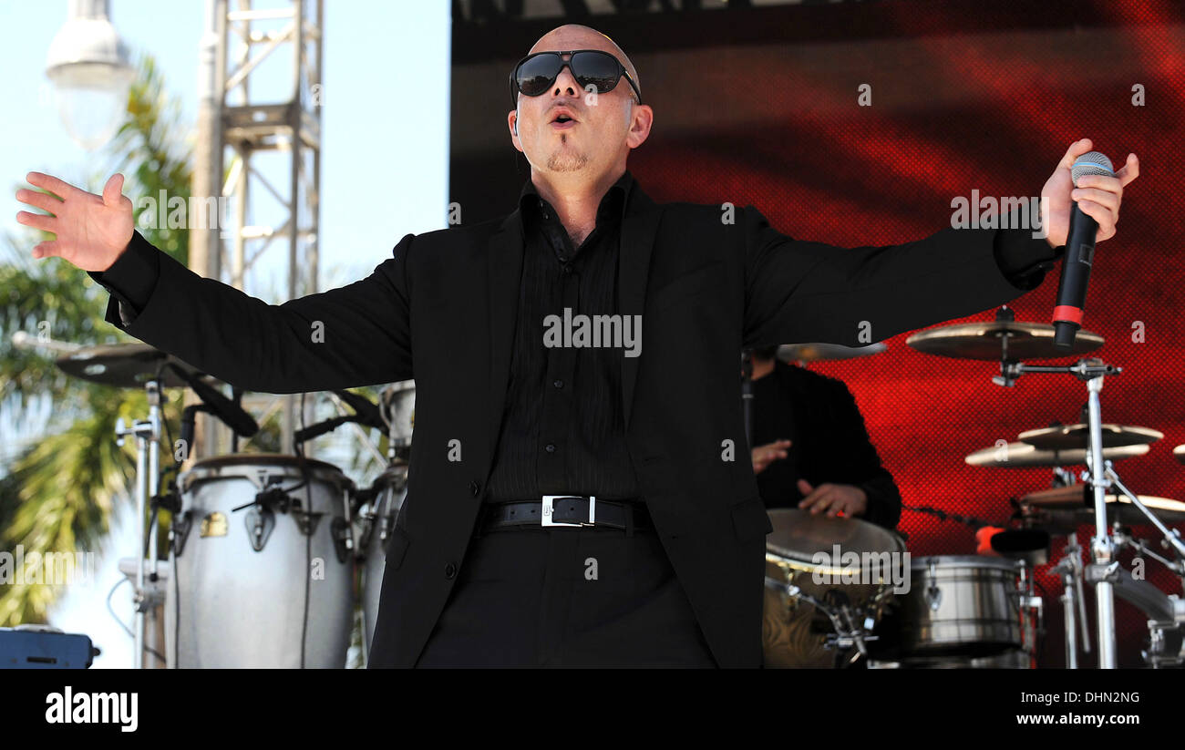 Pitbull aka "Mr 305" performs during Sunfest West Palm Beach, Florida ...