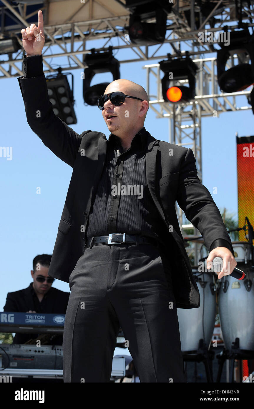 Pitbull aka "Mr 305" performs during Sunfest West Palm Beach, Florida ...